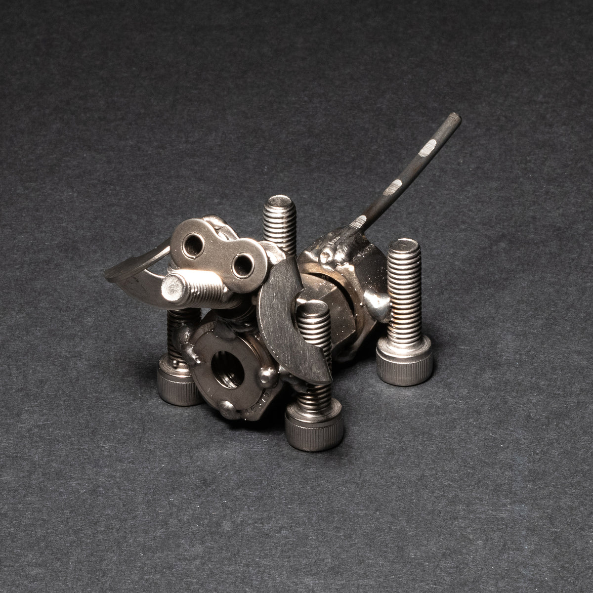 Scrap Metal Dog Figurine, Steel Canine, Nuts and Bolts Puppy Sculpture ...