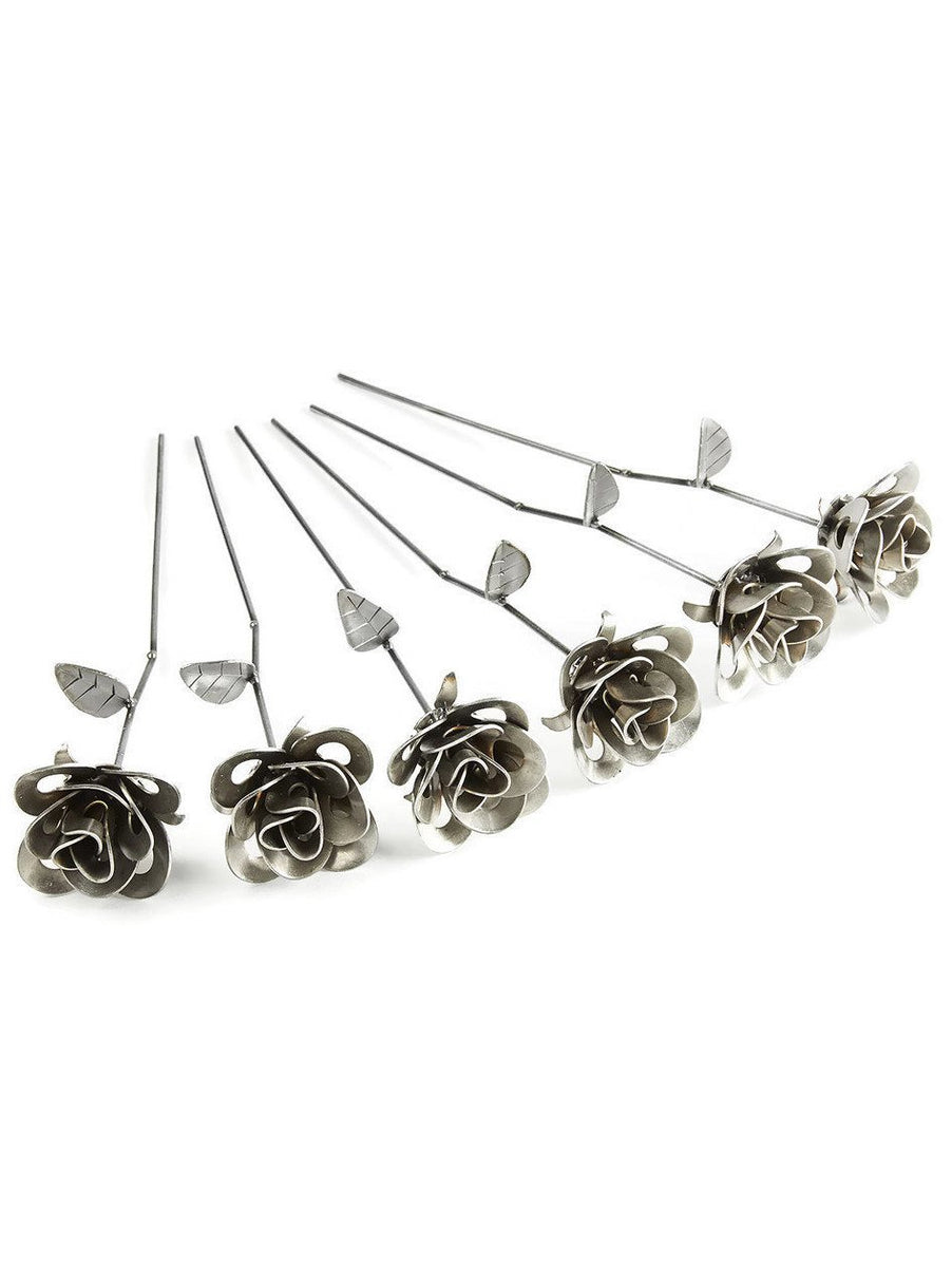 Half Dozen Metal Roses, Six Metal Roses, Welded Metal Rose Sculptures ...