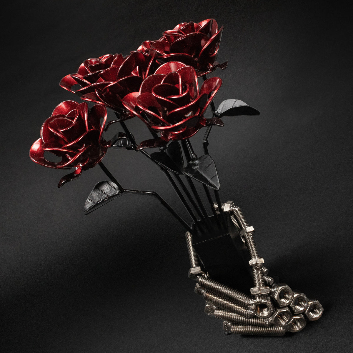 Creepy Skeleton Hand Vase with Metal Roses, Perfect for Dark Décor Scu ...