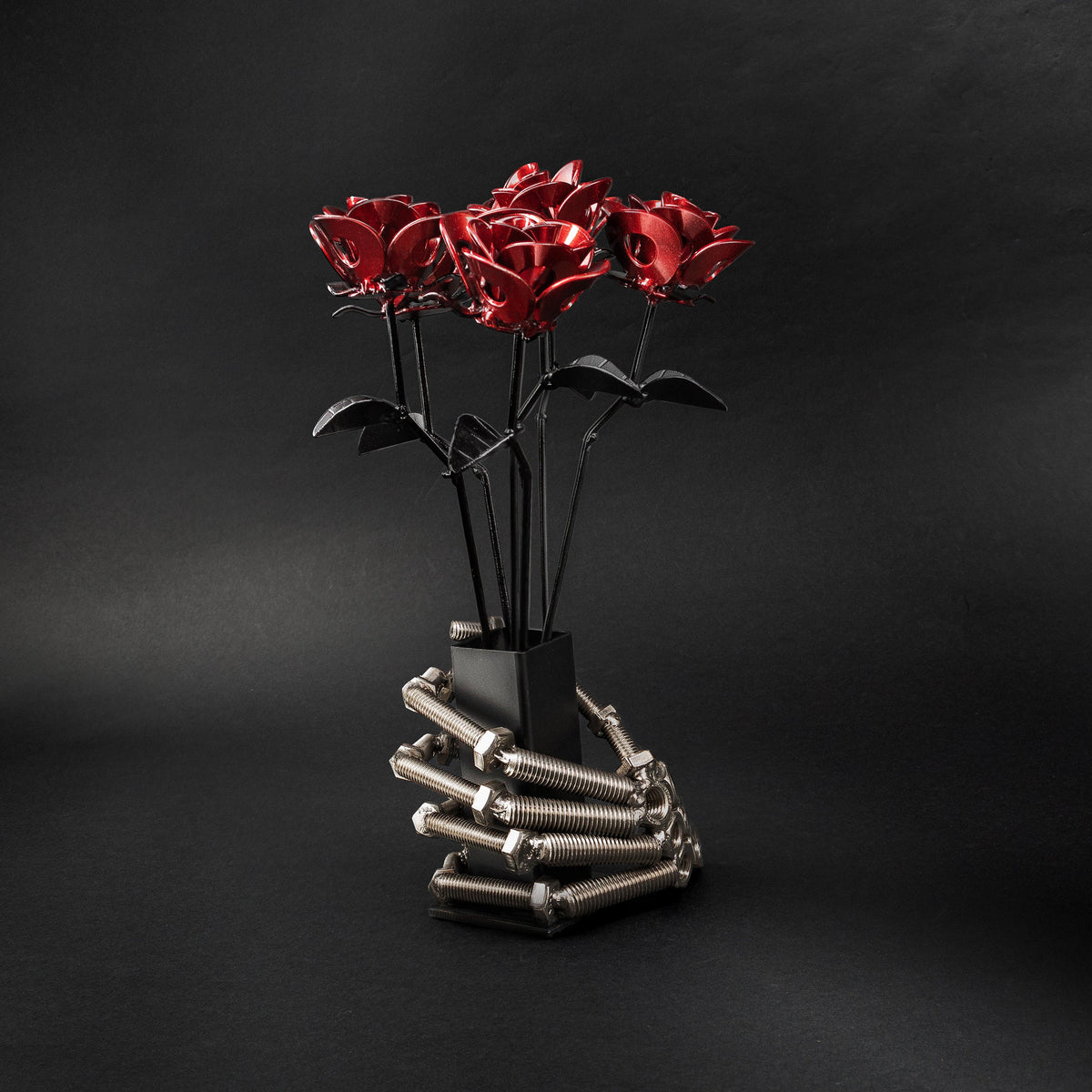 Creepy Skeleton Hand Vase with Metal Roses, Perfect for Dark Décor Scu ...