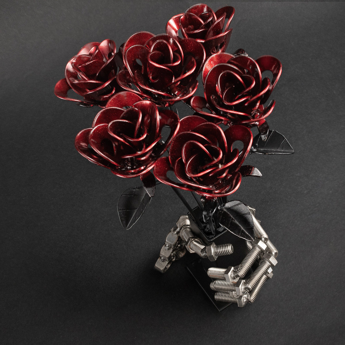 Creepy Skeleton Hand Vase with Metal Roses, Perfect for Dark Décor Scu ...