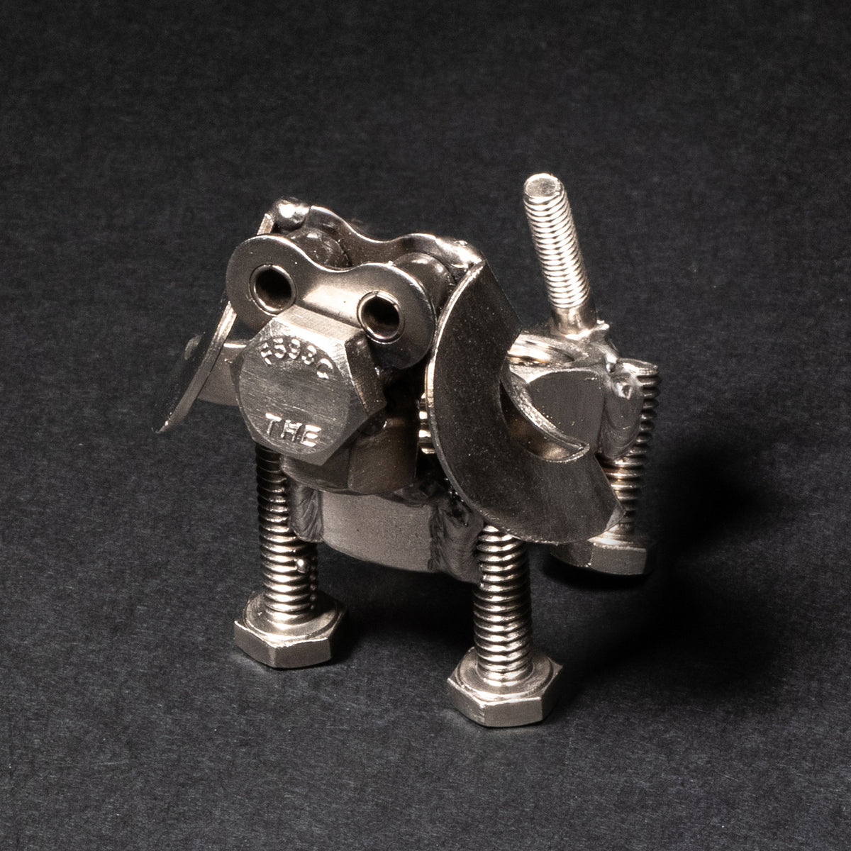 Scrap Metal Floppy Eared Dog Figurine, Steel Canine, Nuts and Bolts Pu ...